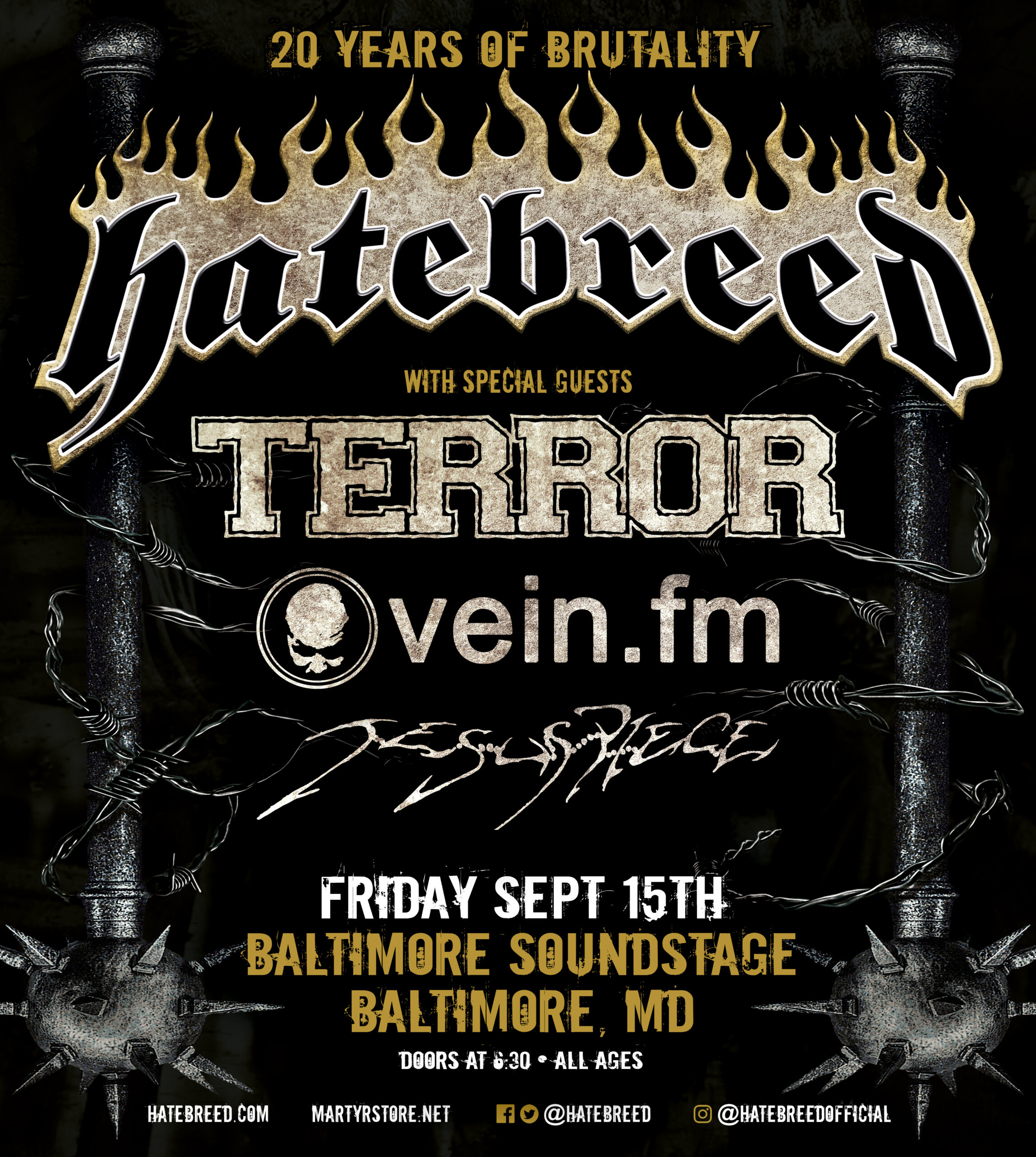 Hatebreed: Rise of Brutality 20th Anniversary Tour - Baltimore Soundstage